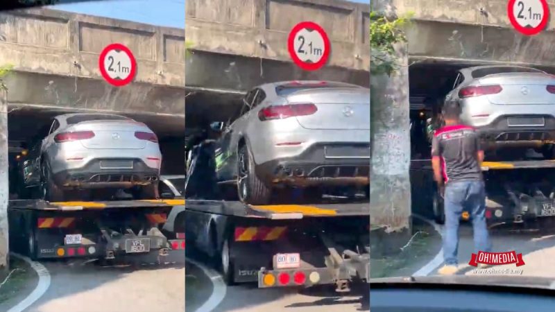 Ramai Rasa Ngilu Tengok Bumbung Mercedes AMG Sagat Bawah Jambatan | Oh ...