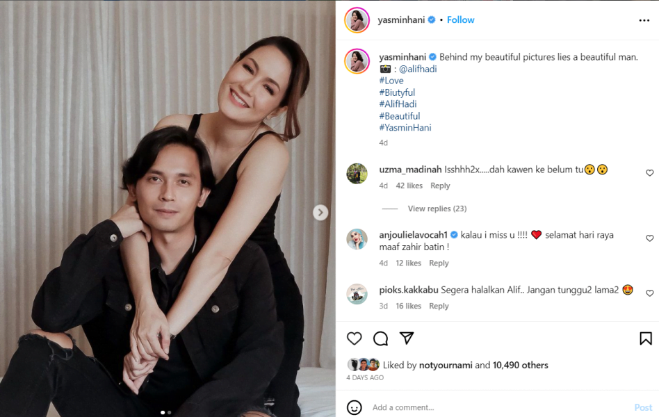 Yasmin Hani Dan Alif Hadi Muat Naik Foto Berpelukan, Netizen Gesa Cepat Bernikah | Oh! Artis ...