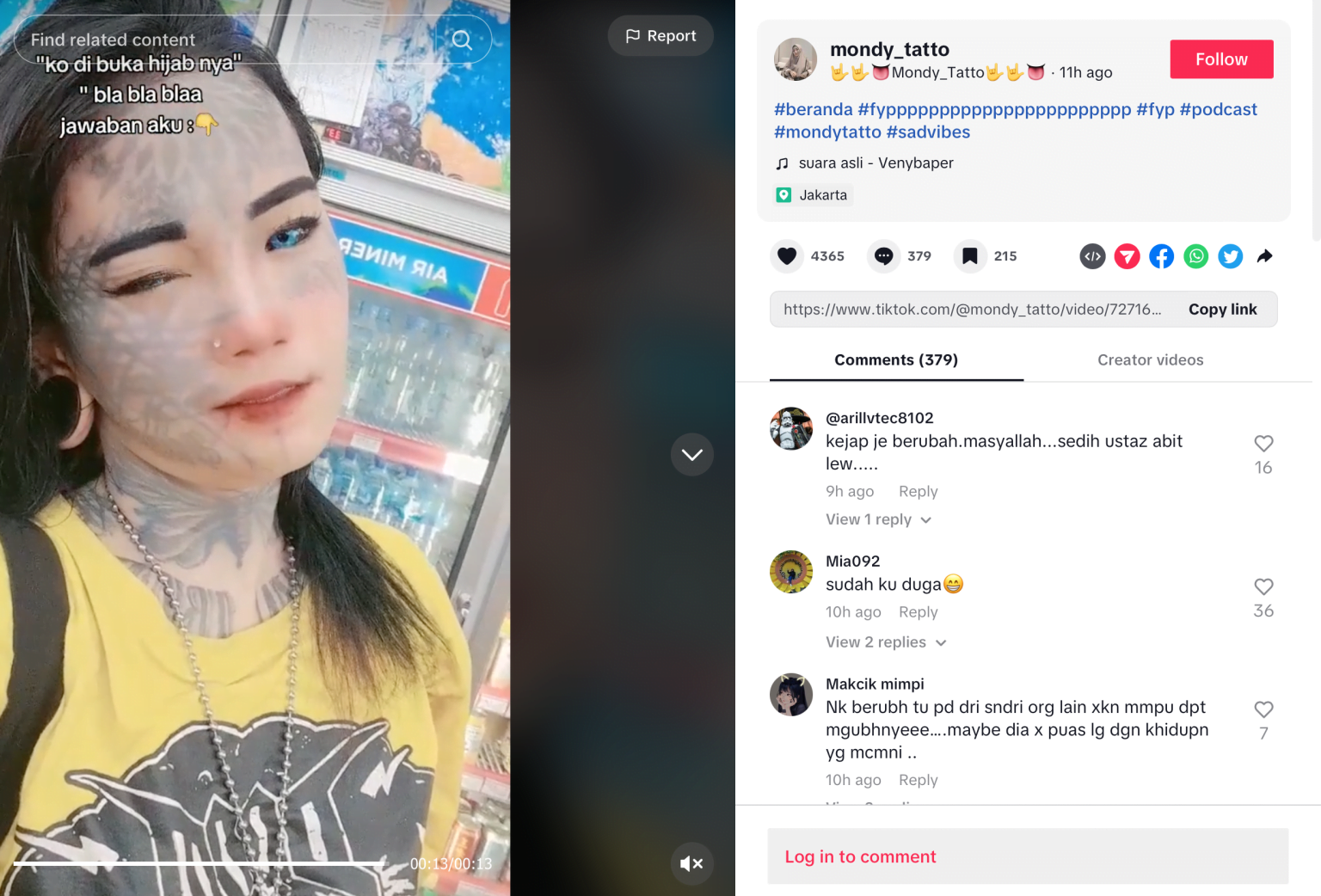 Mondy Tattoo Pernah Dibantu Ebit Lew Dulu Sudah Kembali Buka Tudung ...
