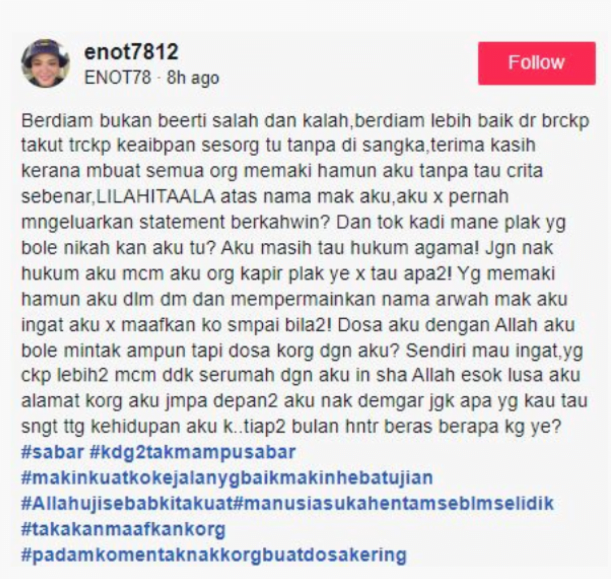 Dituduh Kahwin Dengan Pengkid, Enot Tanya, “Tok Kadi Mana Yang Boleh ...